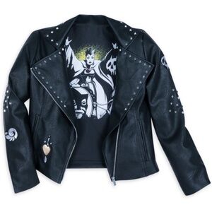 Disney | Jackets & Coats | Disney Evil Queen Studded Black Faux Leather ...